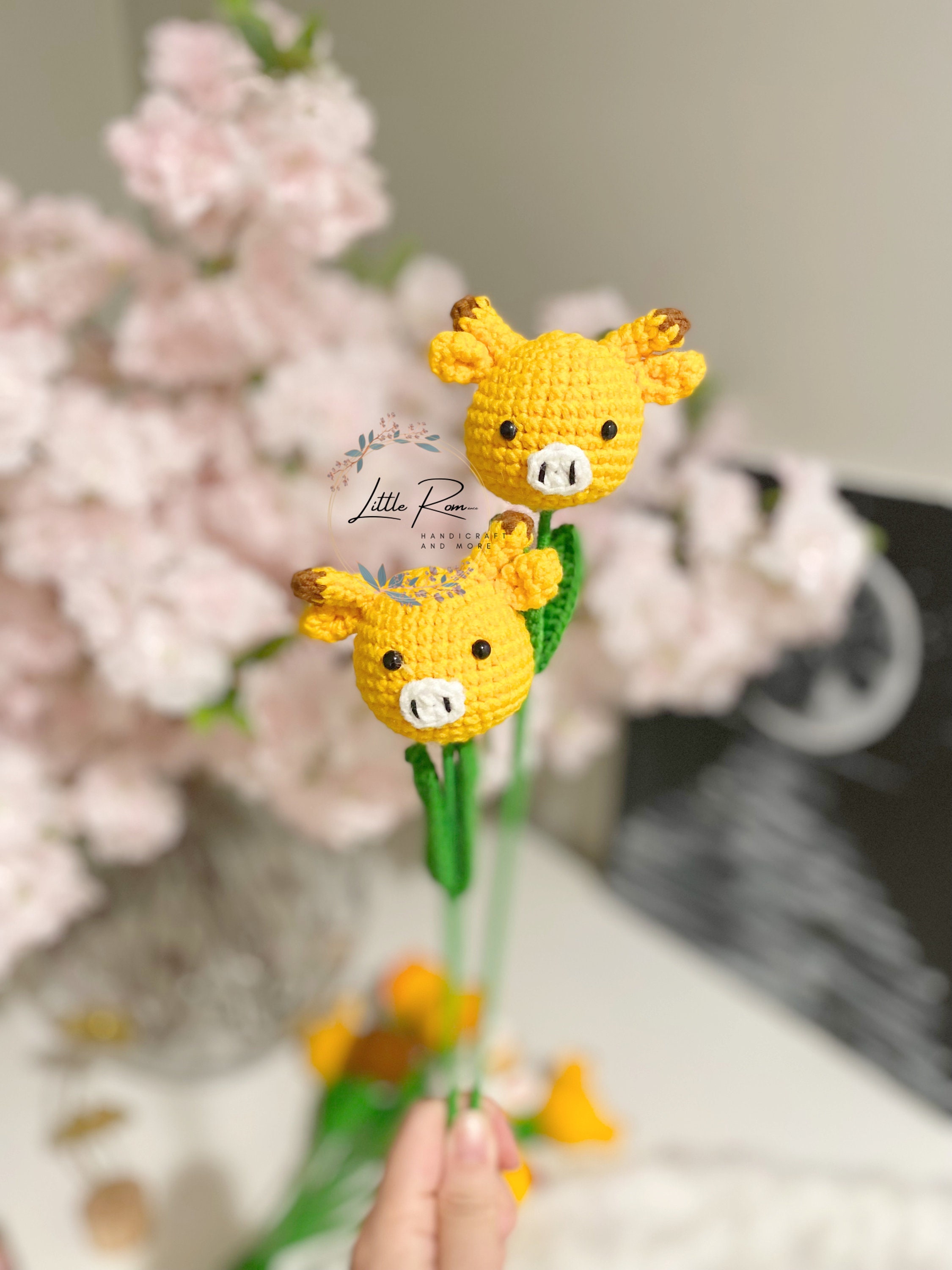 Crochet Animal Flower, Cute Flower Bouquet, Home Decor / Crochet Tiered ...
