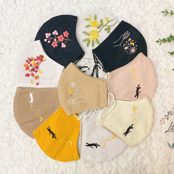 Embroidered Face Mask - Etsy