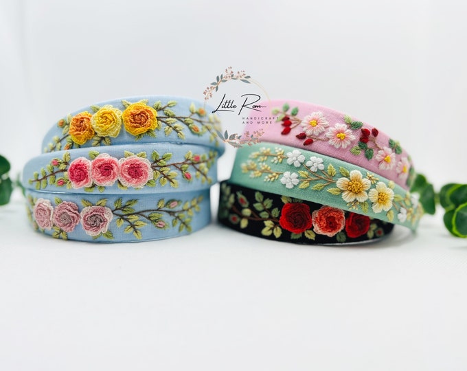 HEADBAND | Hand-embroidered Headband, Floral Designs - Etsy