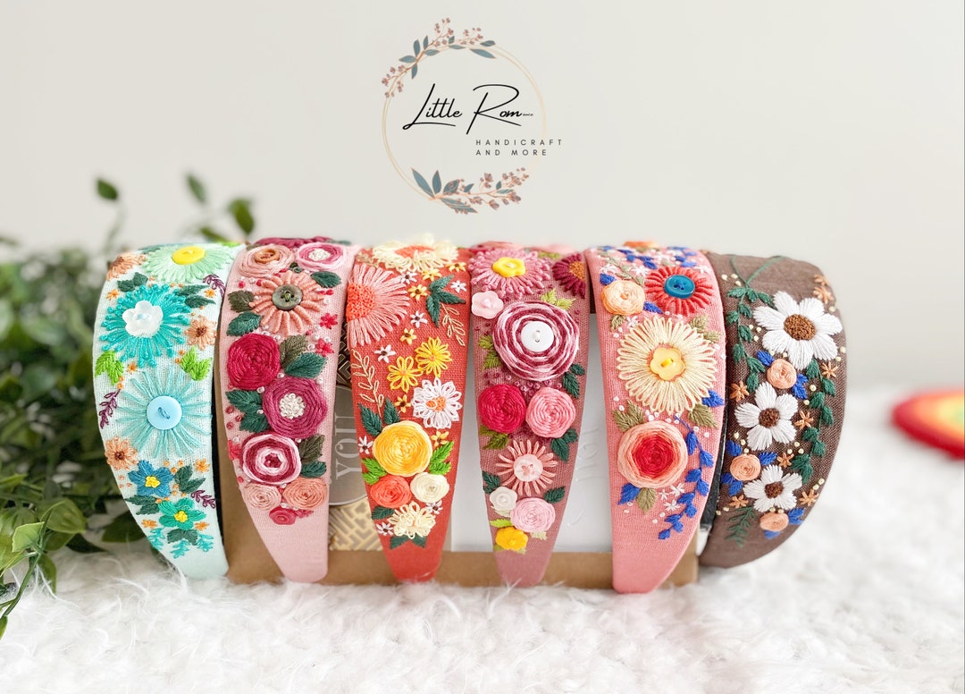 HEADBAND | Hand-embroidered Headband | Full Floral Designs | Gift for ...