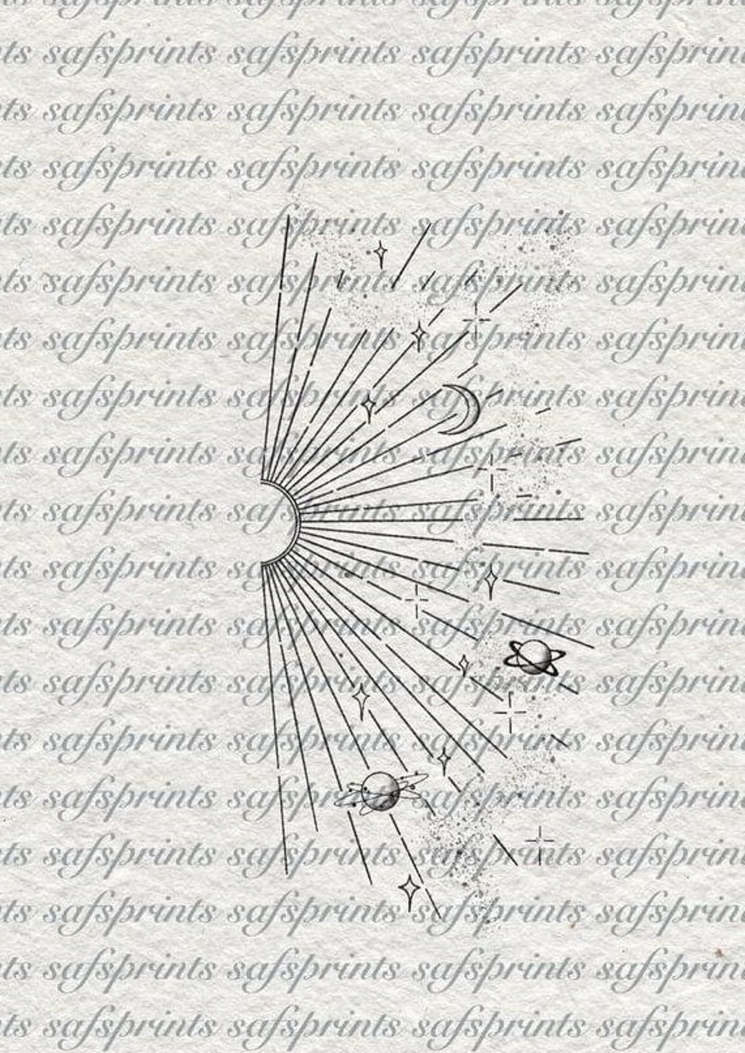 Dainty Sun, Moon, Stars and Planets - Tattoo Flash Designs - Etsy