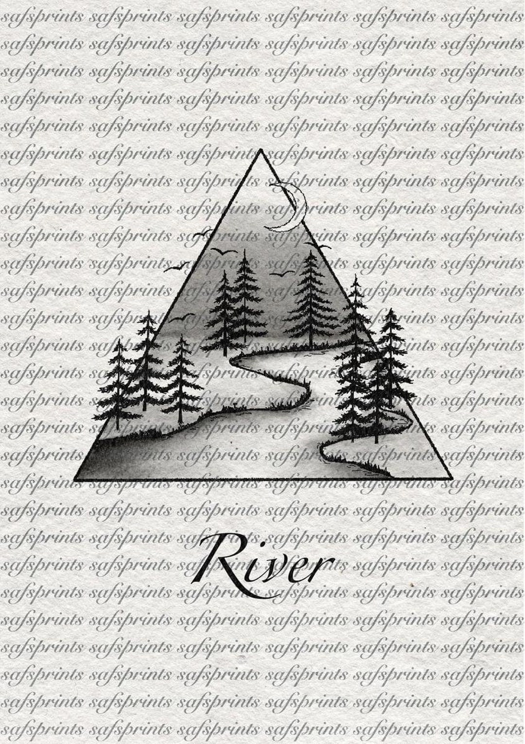 River Tattoo Stencil Design, Nature Themed Tattoos - Etsy