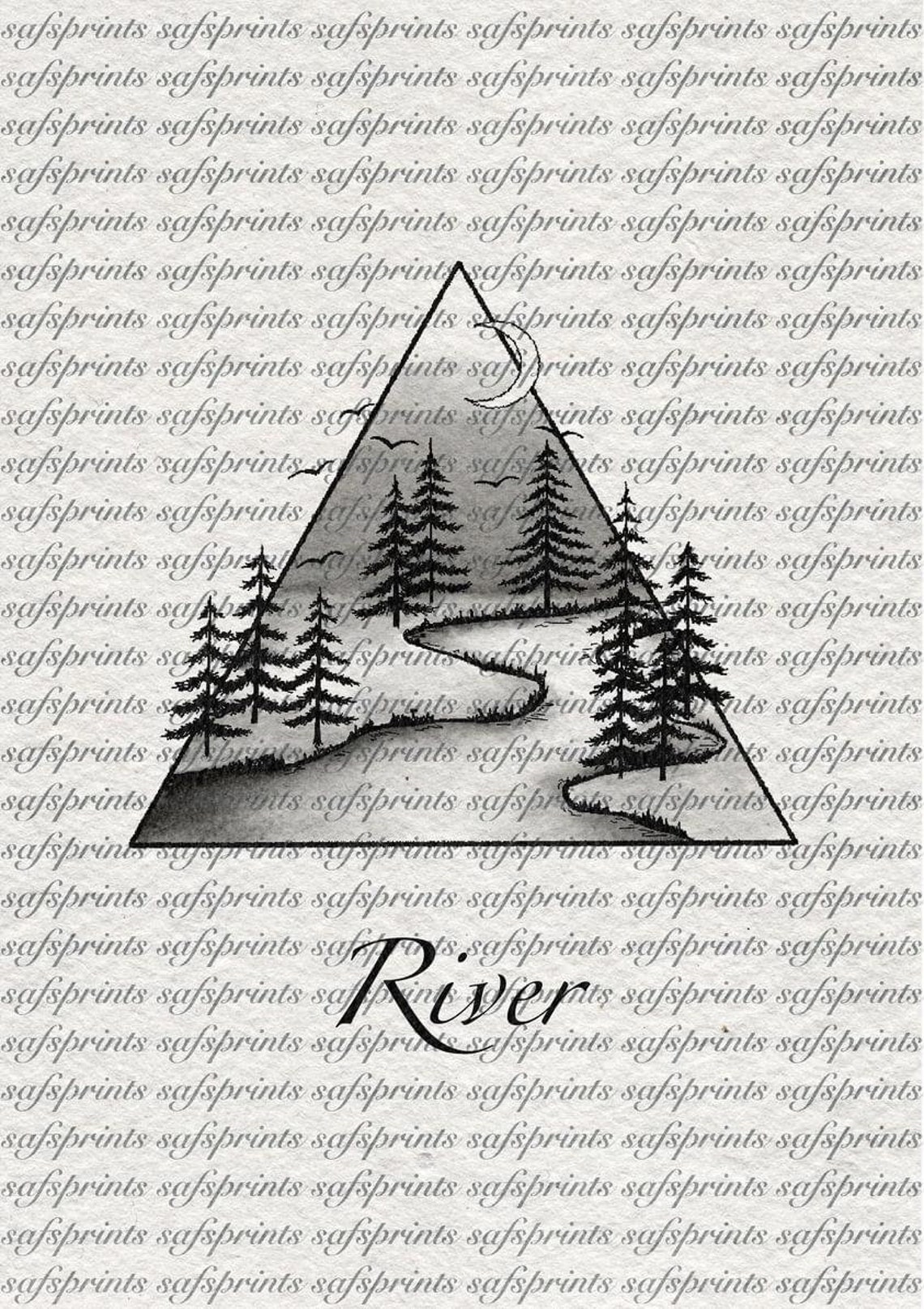 River Tattoo Stencil Design, Nature Themed Tattoos - Etsy