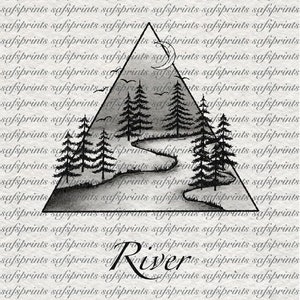 River Tattoo Stencil Design, Nature Themed Tattoos - Etsy