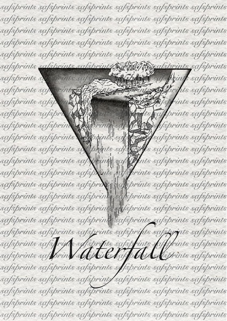 Waterfall Tattoo Stencil Design, Nature Themed Tattoos - Etsy