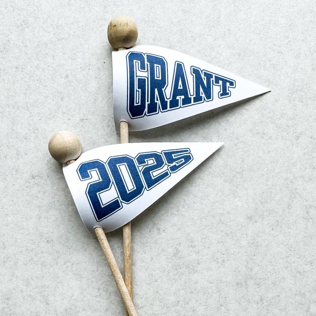 Ivy League Graduation Cupcake Toppers | Blue and White Custom Name and ...