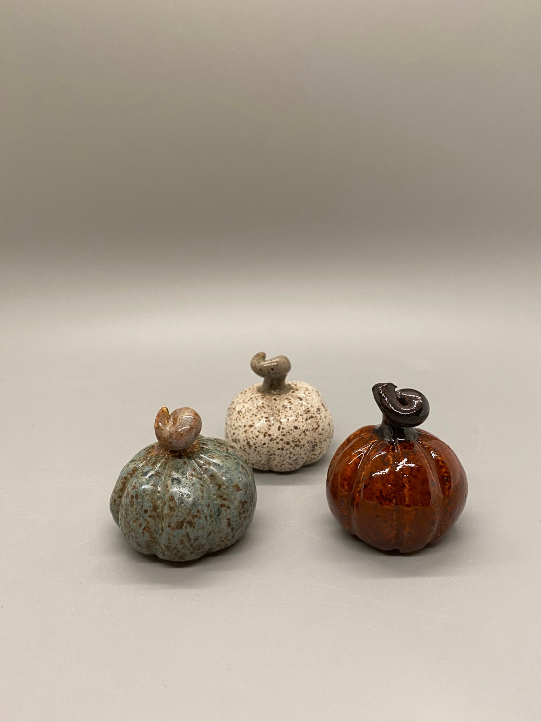 Set of 3 Mini Ceramic Pumpkins - Etsy