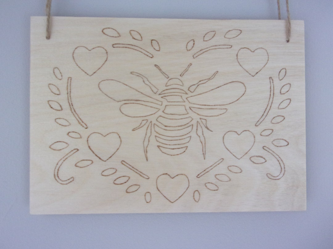 Bumble Bee Love Heart Wood Burning Wall Decor - Etsy