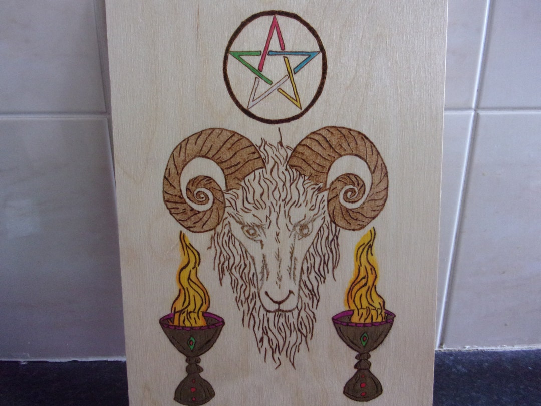 Pagan Magic Ram Wood Burnt Art, Pyrography Art Wall Decor. - Etsy