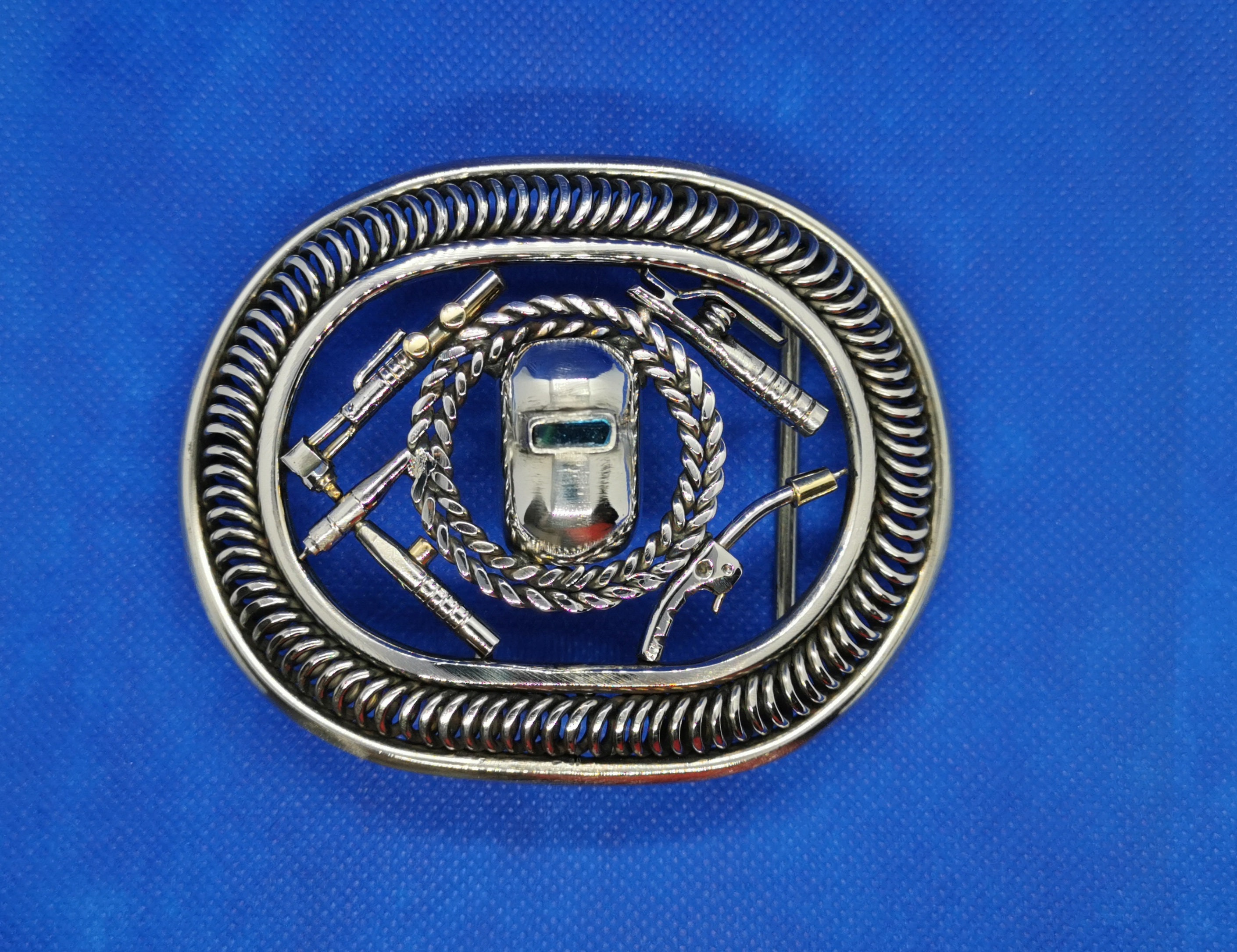 Stainless Steel Handcrafted Welder Belt Buckle With Torchs, Helmet ...