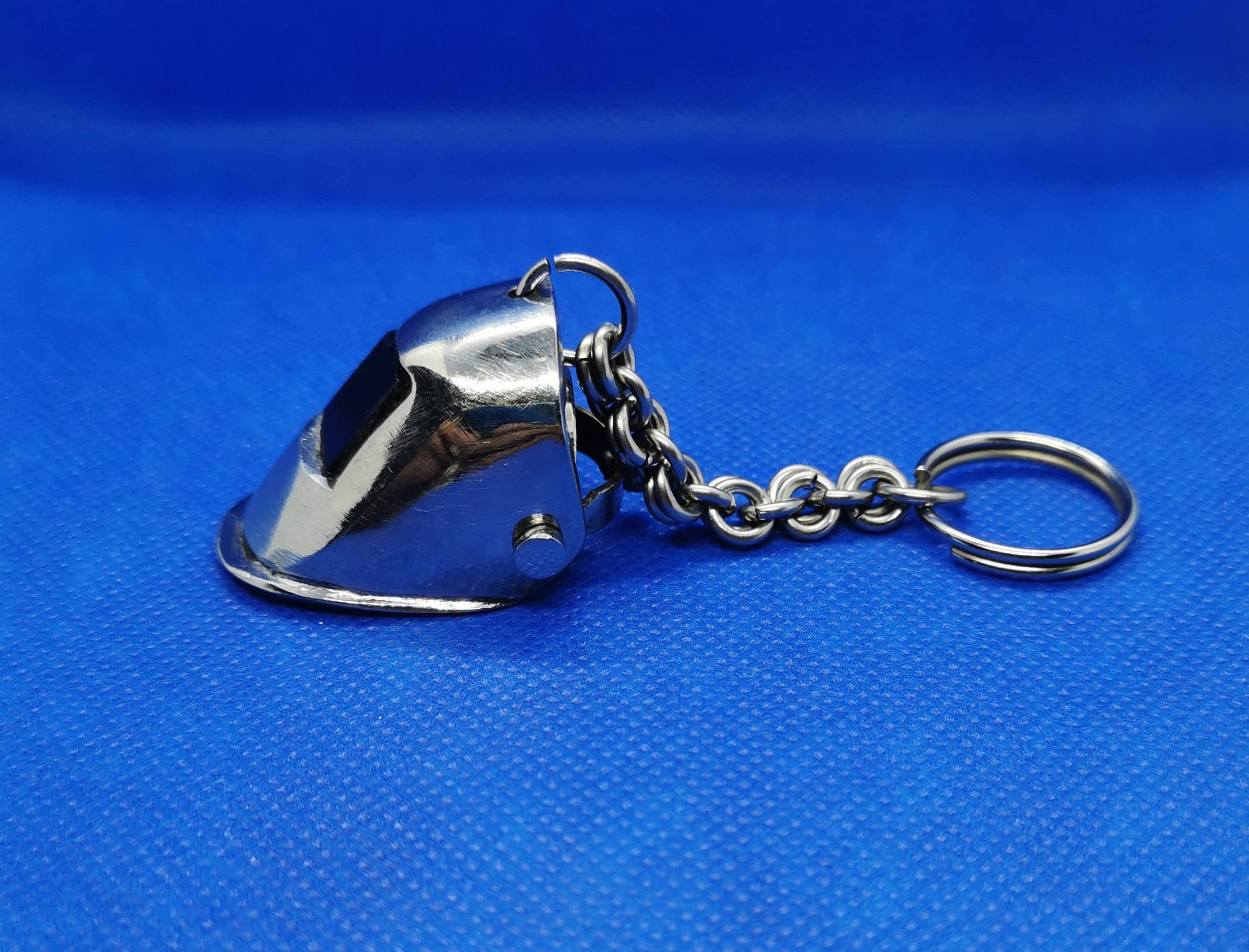 Stainless Steel Modern Welding Helmet Keychain - Etsy