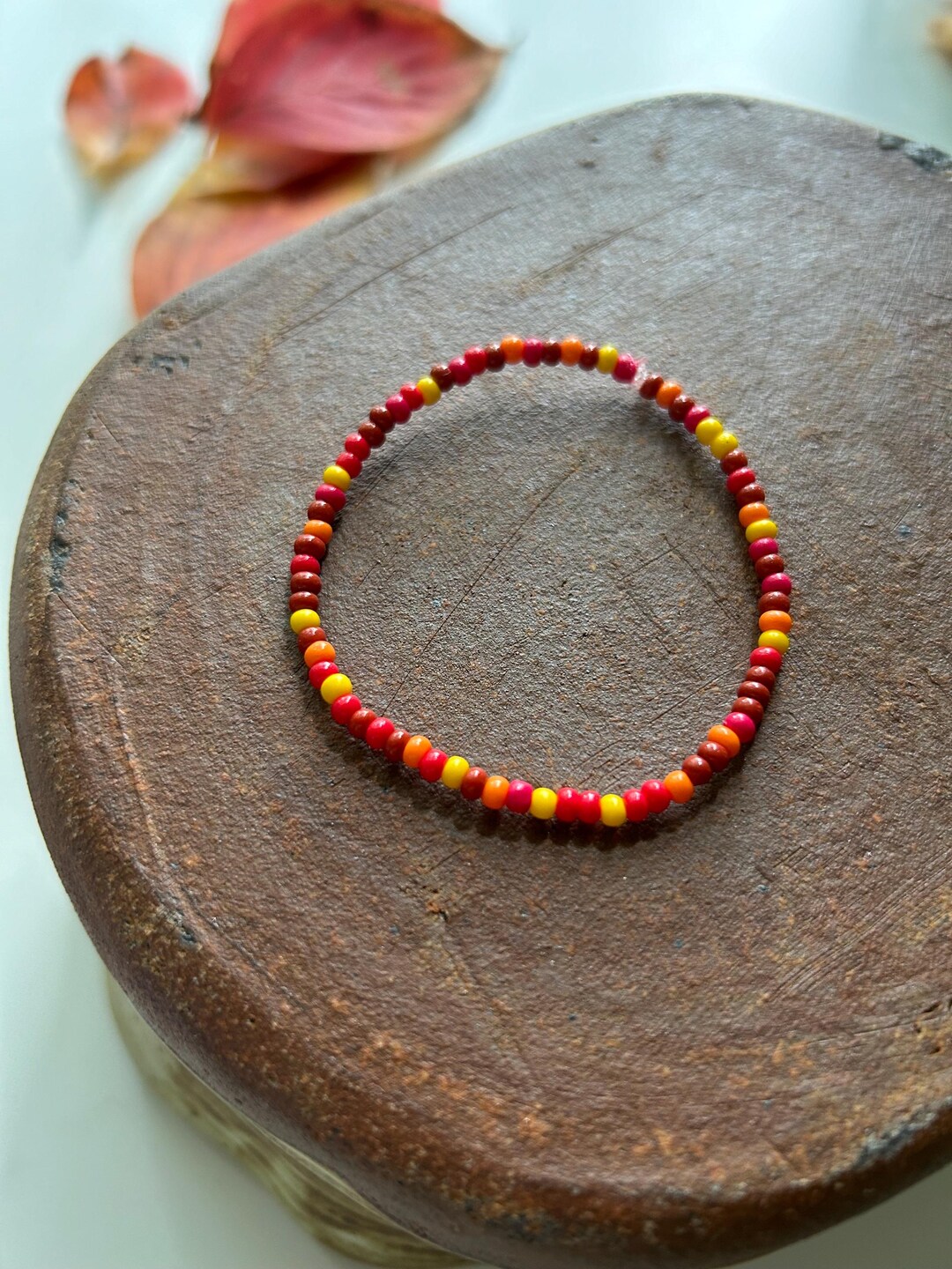 Autumn Leaves Fall Themed Seed Bead Bracelet - Etsy