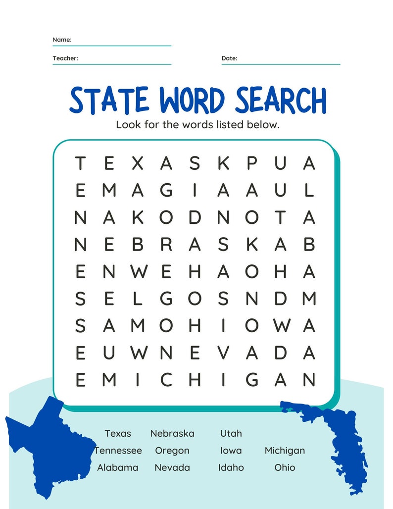 State Word Search - Etsy