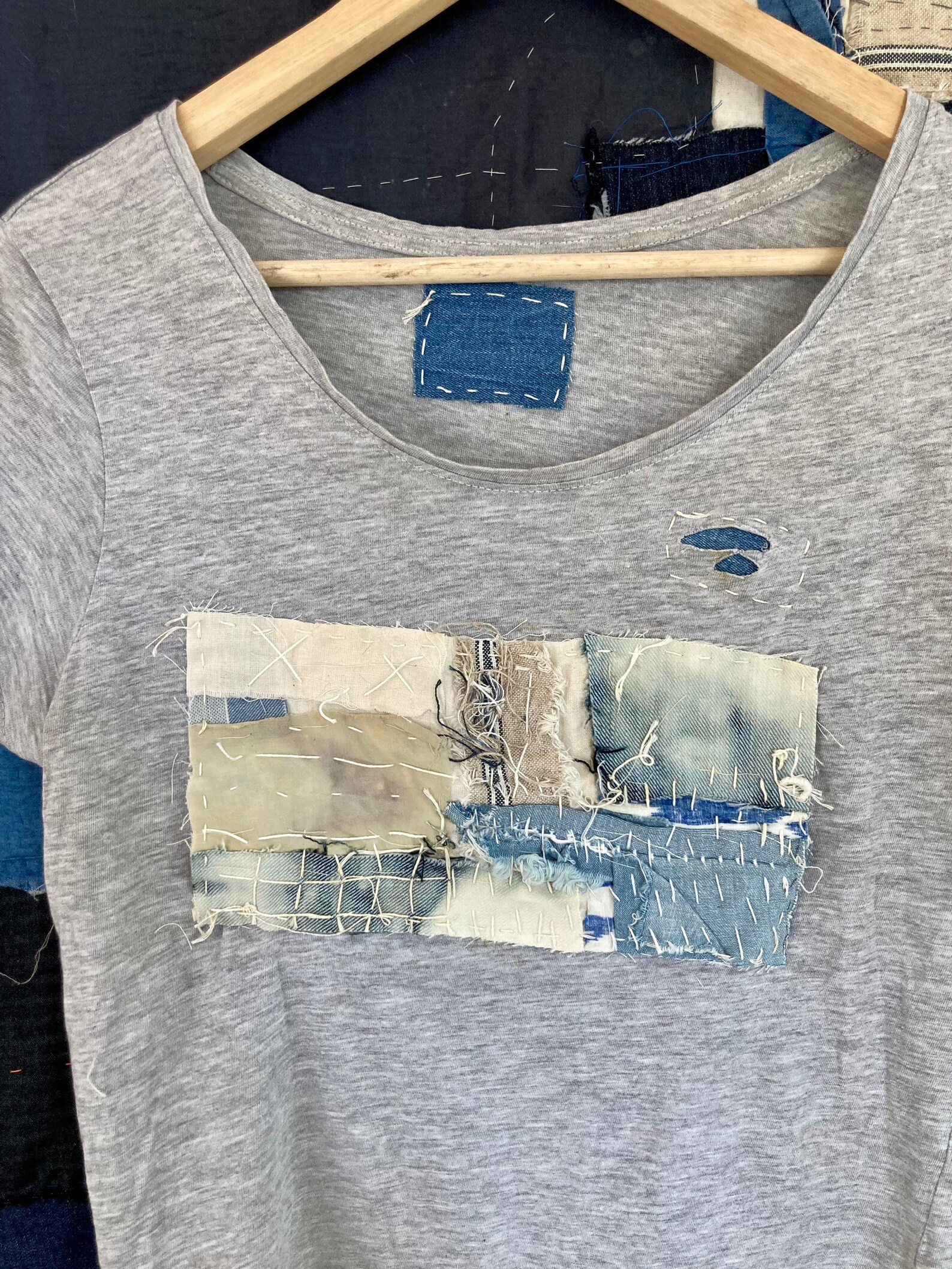 Boro T Shirt Tee. Unique Handmade Boro Shibori Hand Designed - Etsy