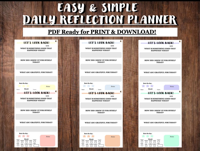 Daily Reflection Journal | PDF PRINTABLE & DOWNLOADABLE | Easy and ...