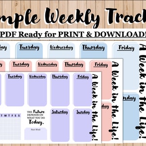 Easy and Simple Weekly Tracker | PDF PRINTABLE & DOWNLOADABLE | Digital ...
