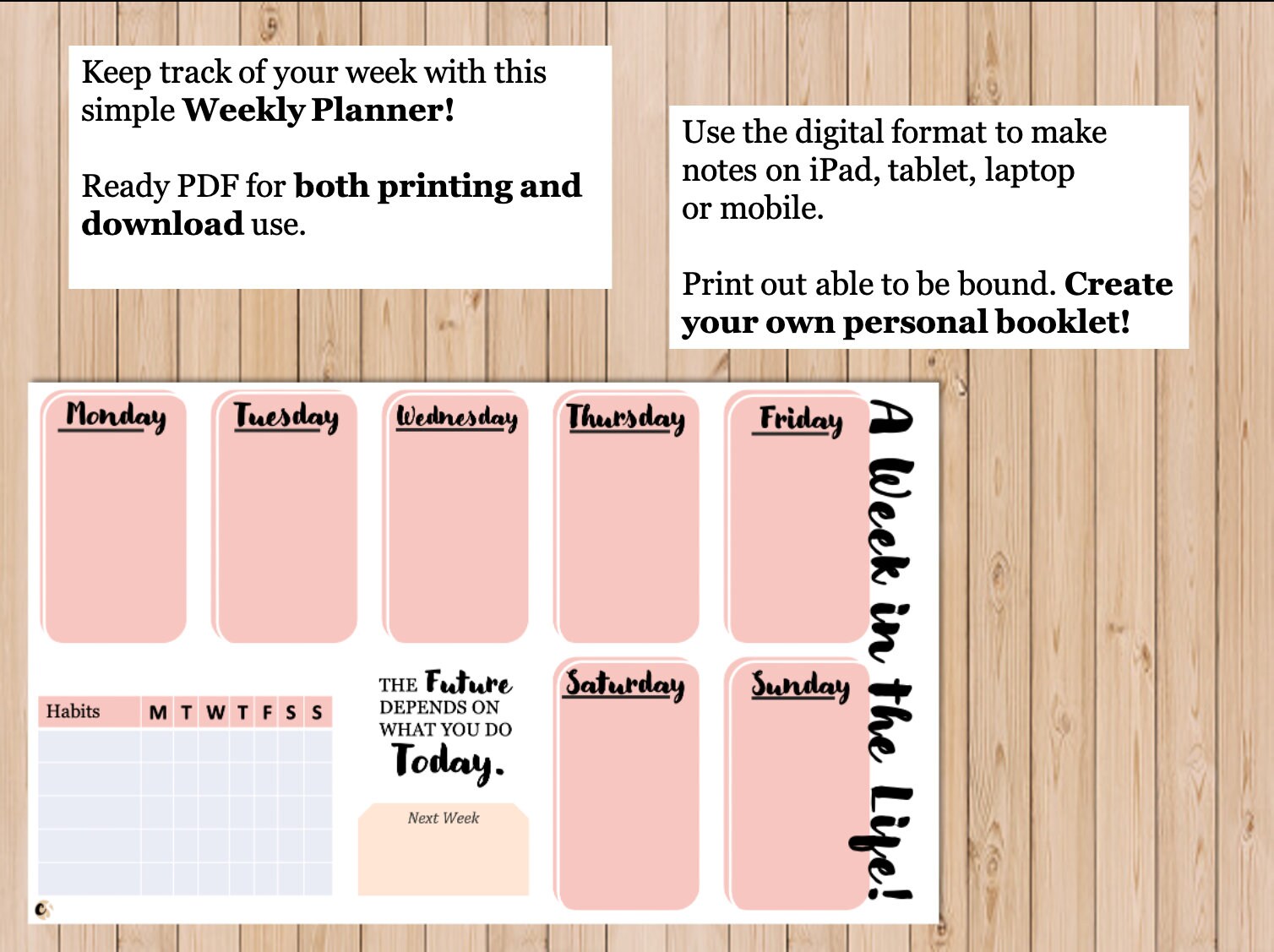 Easy and Simple Weekly Tracker | PDF PRINTABLE & DOWNLOADABLE | Digital ...