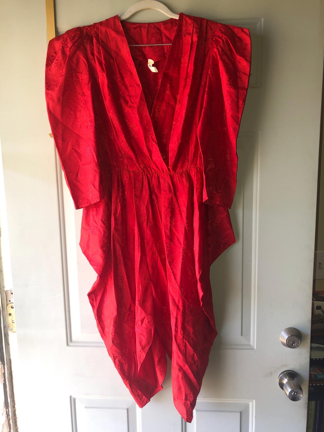 Vintage 70’s/80’s Red Deep-v Neckline Dress M - Etsy