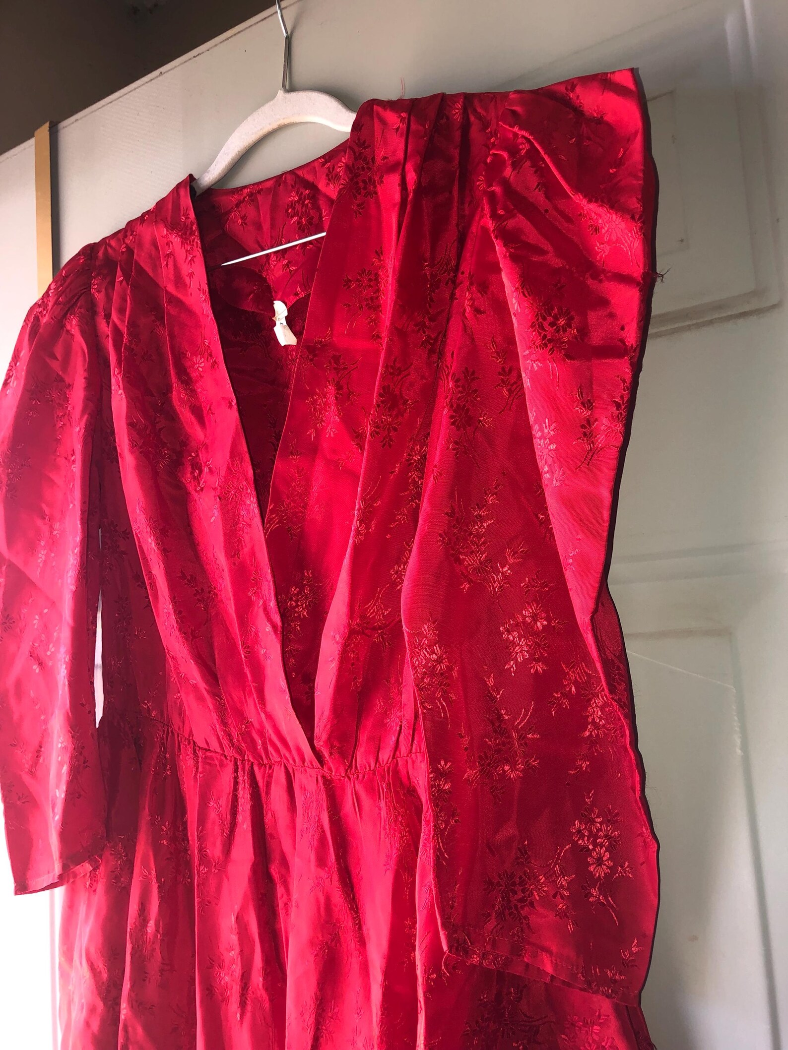 Vintage 70’s/80’s Red Deep-v Neckline Dress M - Etsy