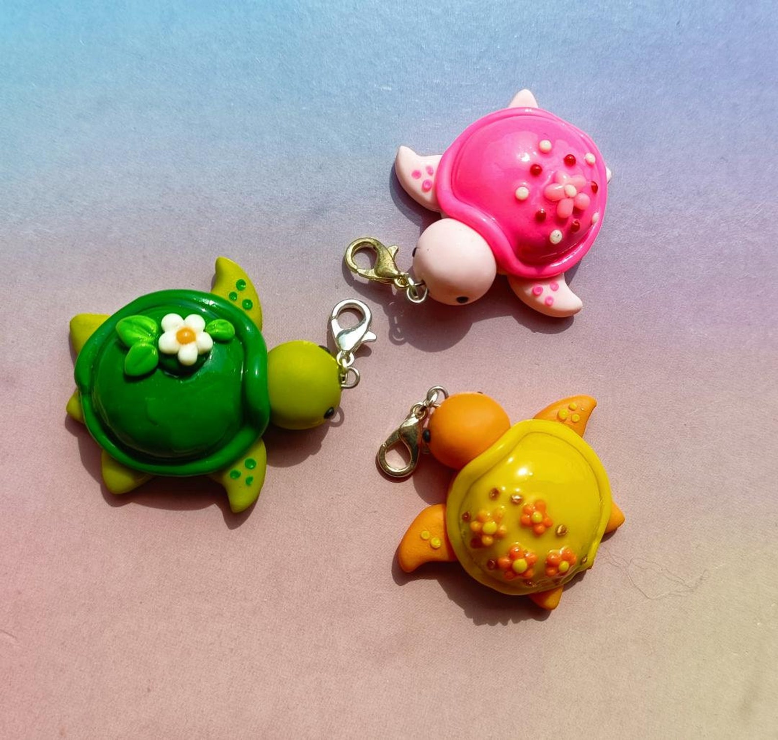 Turtle Keyring | Kawaii Style | Polymer Clay Turtle | Kawaii Turtle ...
