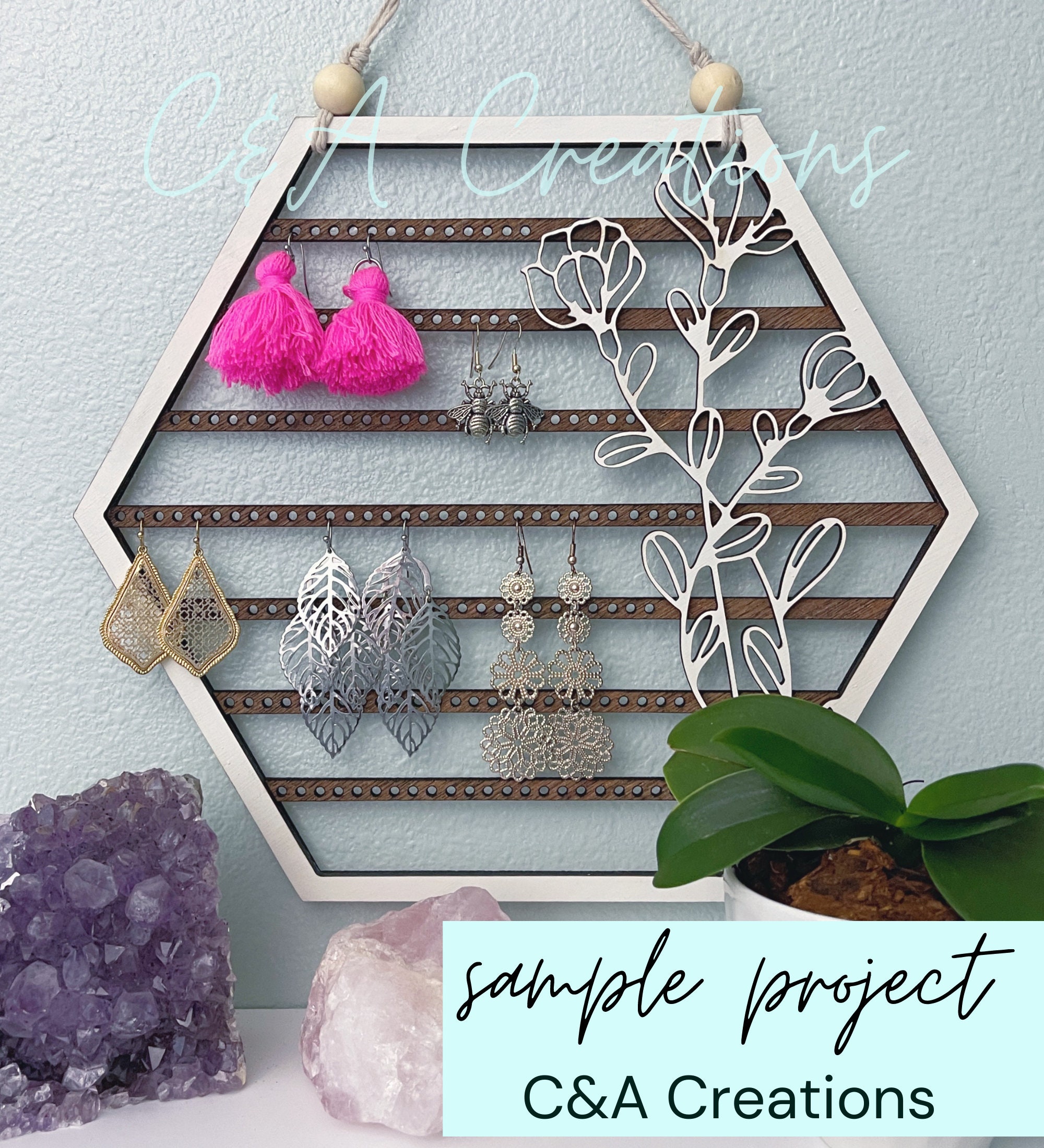 DIGITAL FILE Floral Earring Holder Organizer Designed for Glowforge ...