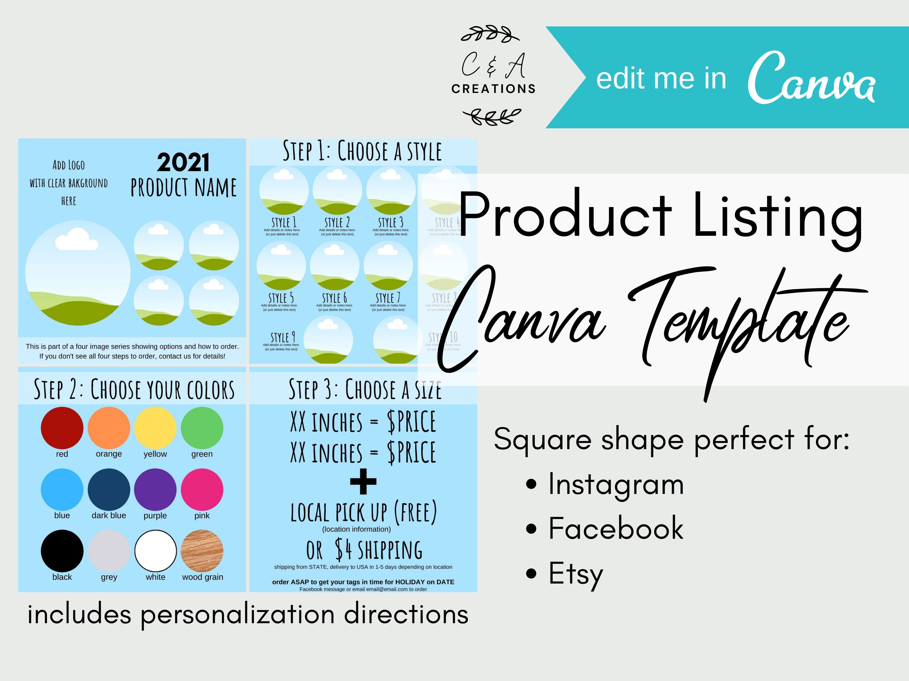 DIGITAL CANVA TEMPLATE Product Marketing Tool Listing - Etsy