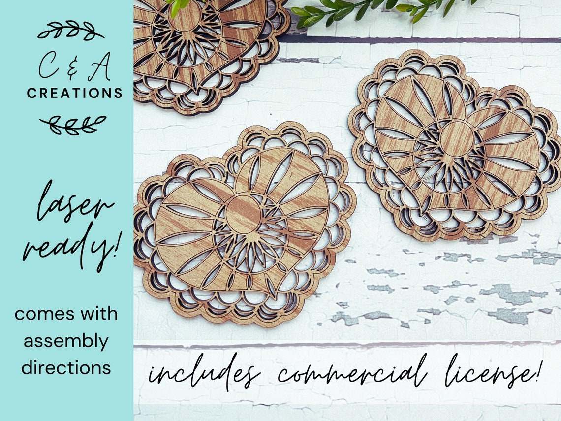 DIGITAL FILE Heart Shaped Lacy Doily SVG Laser Cutting File - Etsy