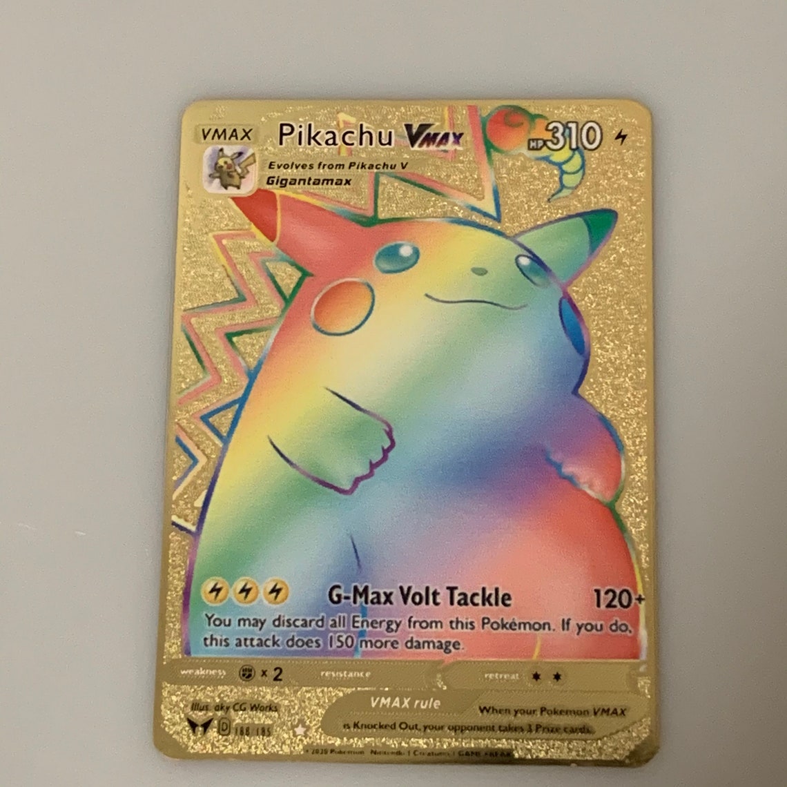 Vmax Rainbow Pikachu Pokemon Metal Card Gold Art Champions | Etsy