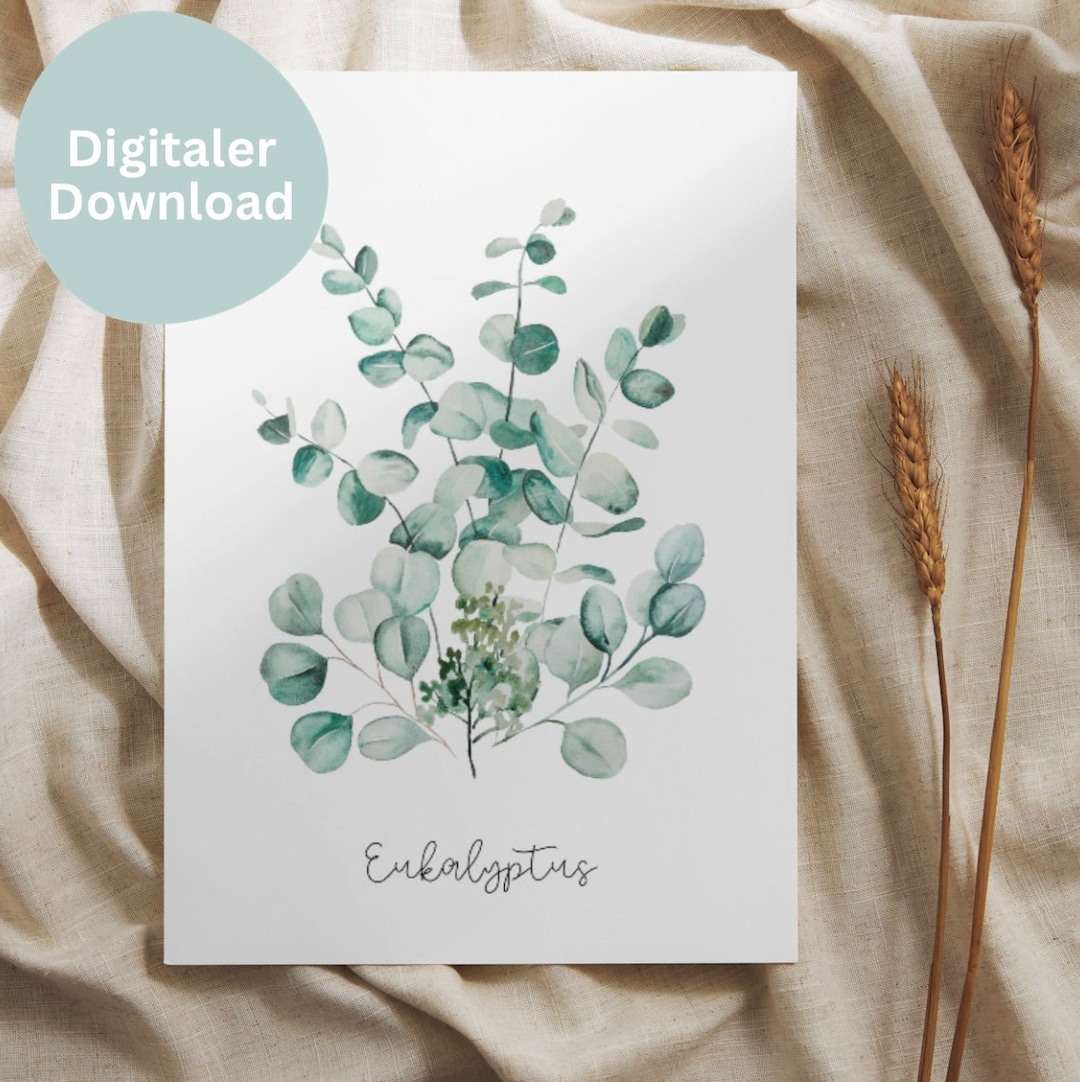 Digital Plant Poster Eucalyptus 2.0 Plant Lover Plants Gift A4 21 X 28 ...