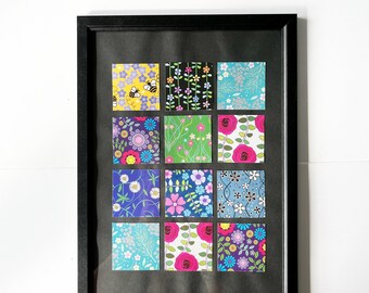 Unframed A4 Collage / Print Floral Patchwork Style Wall Art Colourful ...