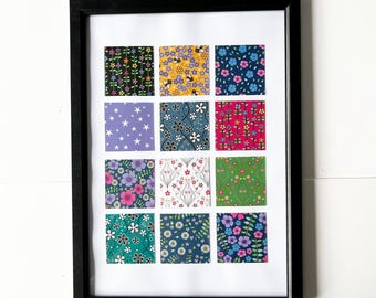 Unframed A4 Collage / Print Floral Patchwork Style Wall Art Colourful ...