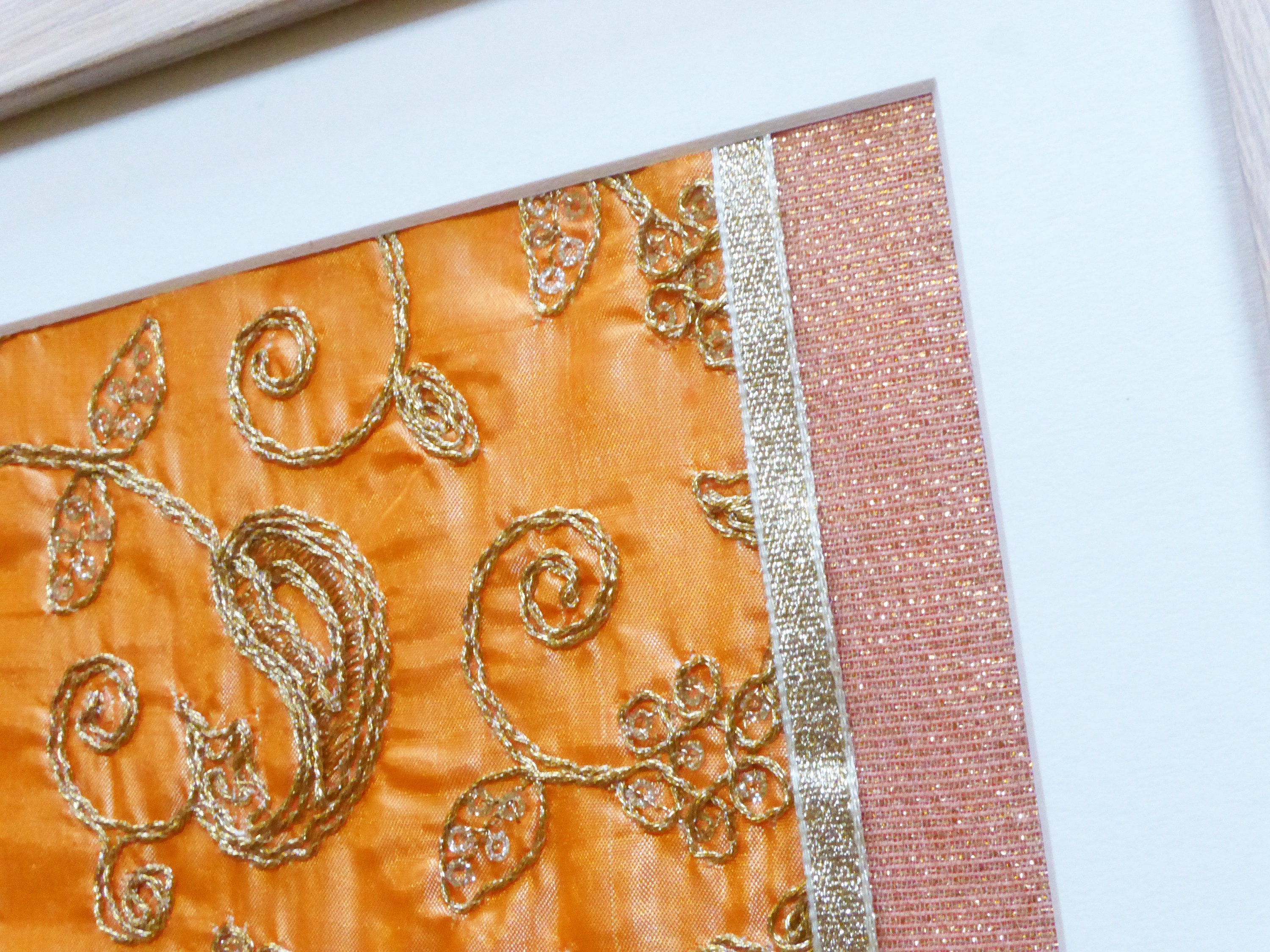 Framed Sari Fabric Pieces in a Pale Wood Frame Pretty Peach / - Etsy