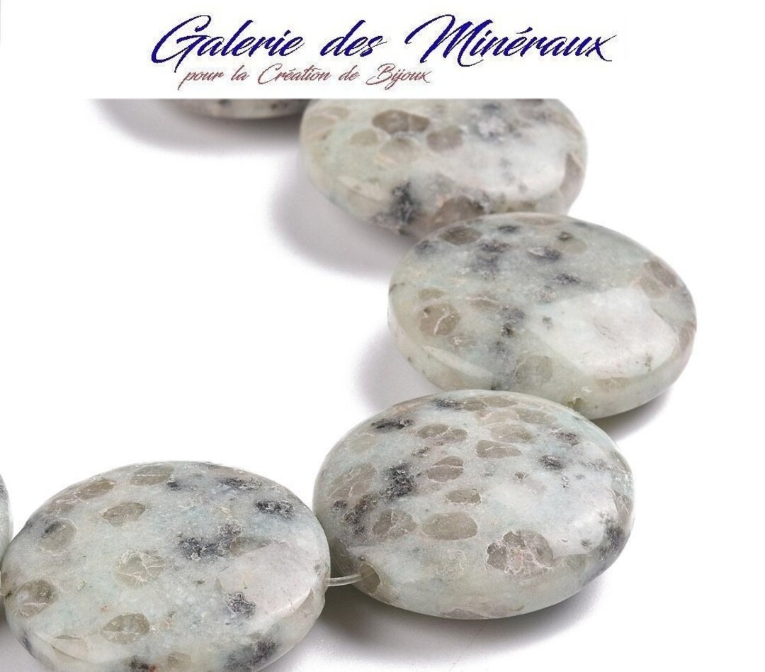 Kiwi Jasper Sesame 30x10mm XXL Round Flat Beads - Natural Stone for DIY ...