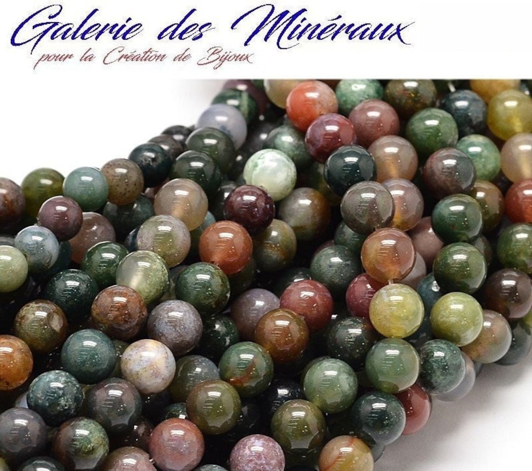 AGATE INDIENNE gemme pierre naturelle en lot de perles rondes en 6mm ...