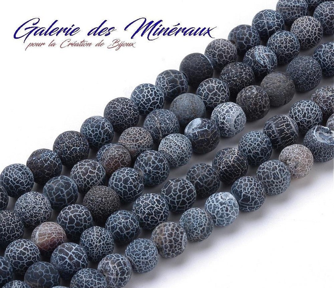Black AGATE Cracked Matte Frosted Gem Natural Fine Stone Lot Round ...