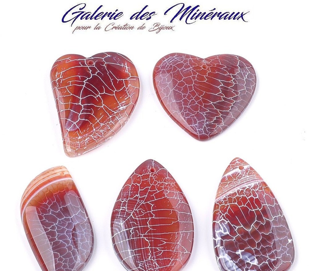 Cracked Fire AGATE Extra Quality Natural Stone Pendant in Free Form ...