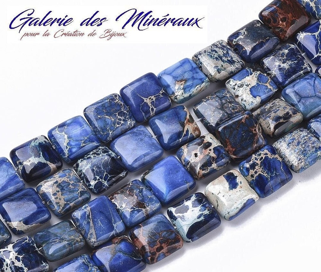 JASPE IMPERIAL BLEU perle naturelle en lot de perles carrées en 10mm ...