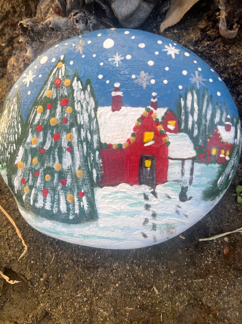 Beautiful Hand Painted Christmas Rocks - Etsy