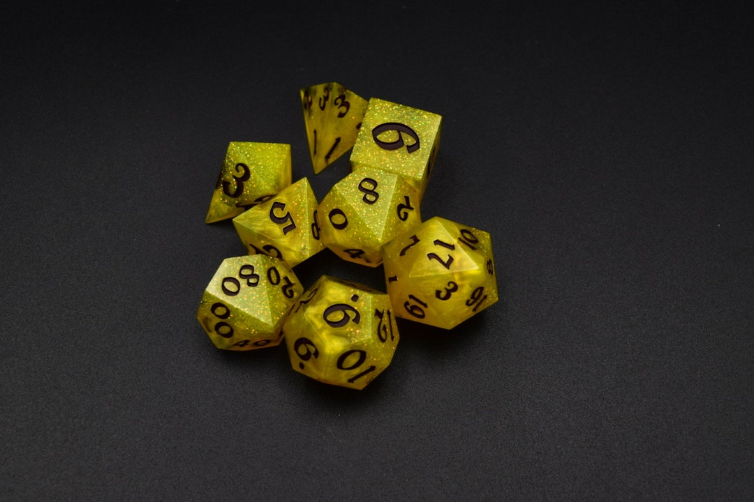 Dnd Dice Set Sparkling Yellow and Yellow Handmade Resin Dice Set - Etsy