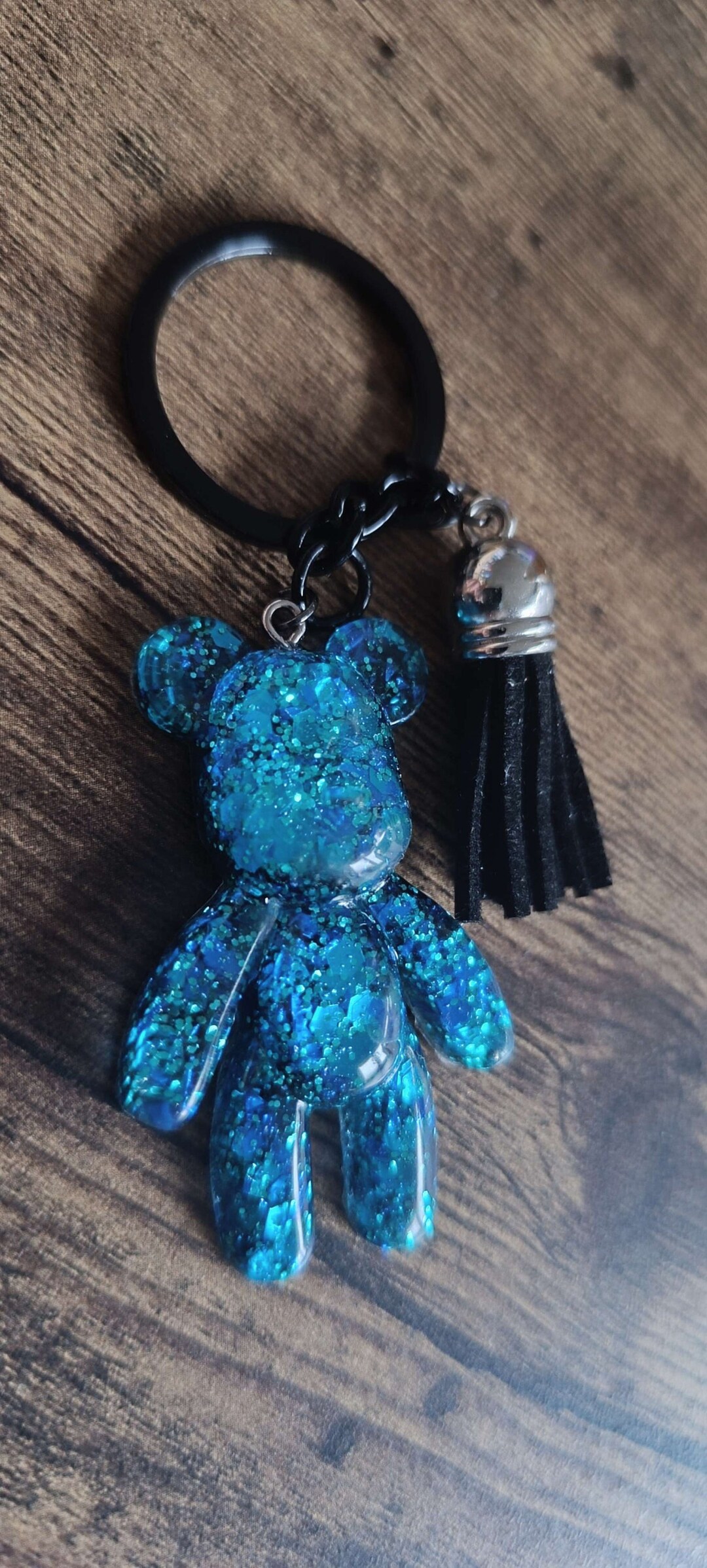 Long Glittery Blue Teddy Bear Key Ring - Etsy