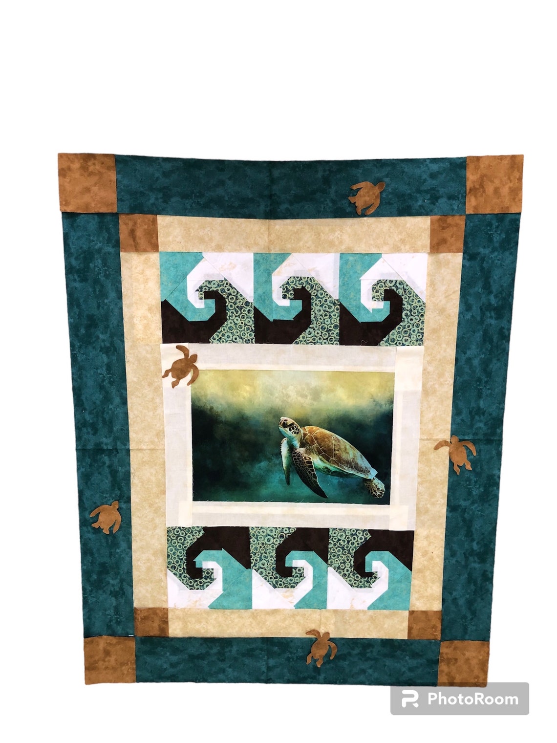 Northcott Fabric Little Sea Turtle Panel Precut Quilt Kit With Babies ...