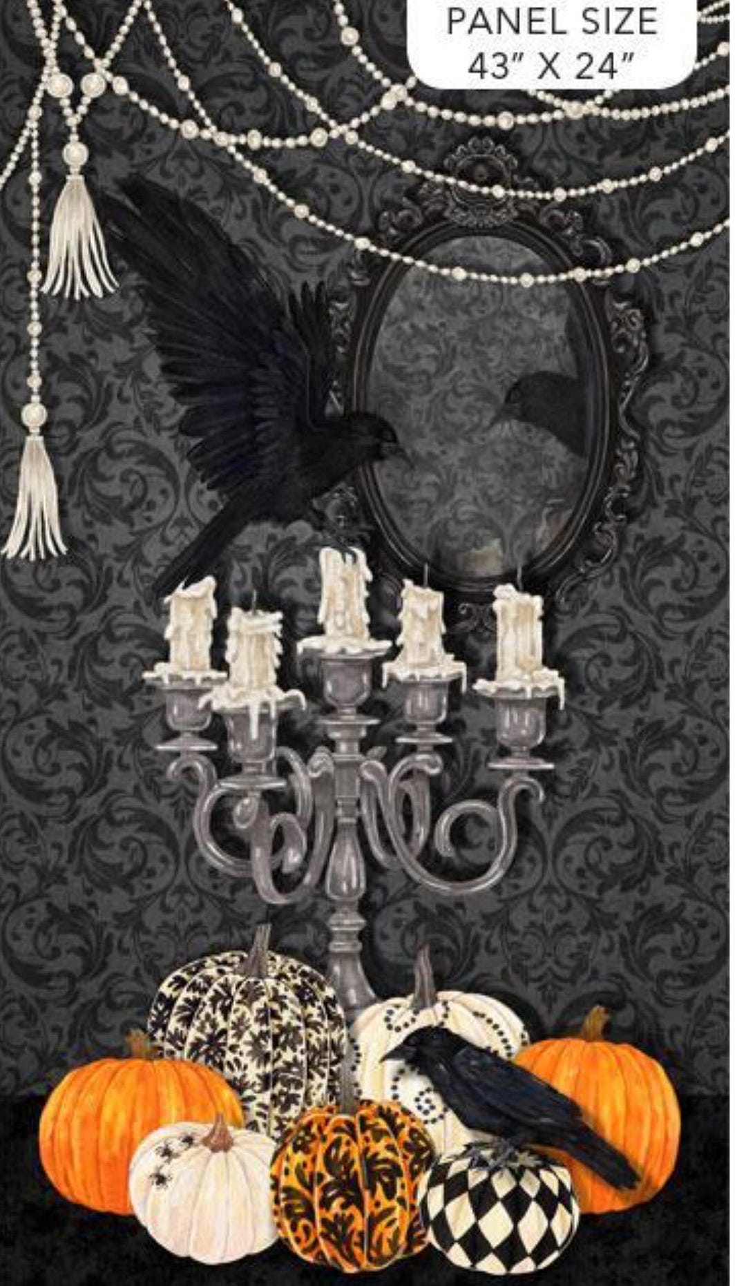 Pumpkins and Ravens Northcott Fabrics Panel From Candleabra Collection ...