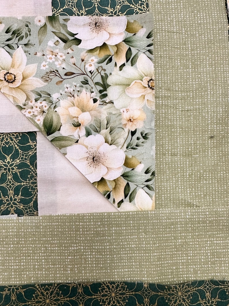 Magnolia Greens Pre Cut Quilt Kit Northcott and Bernartex Splash Fabric ...