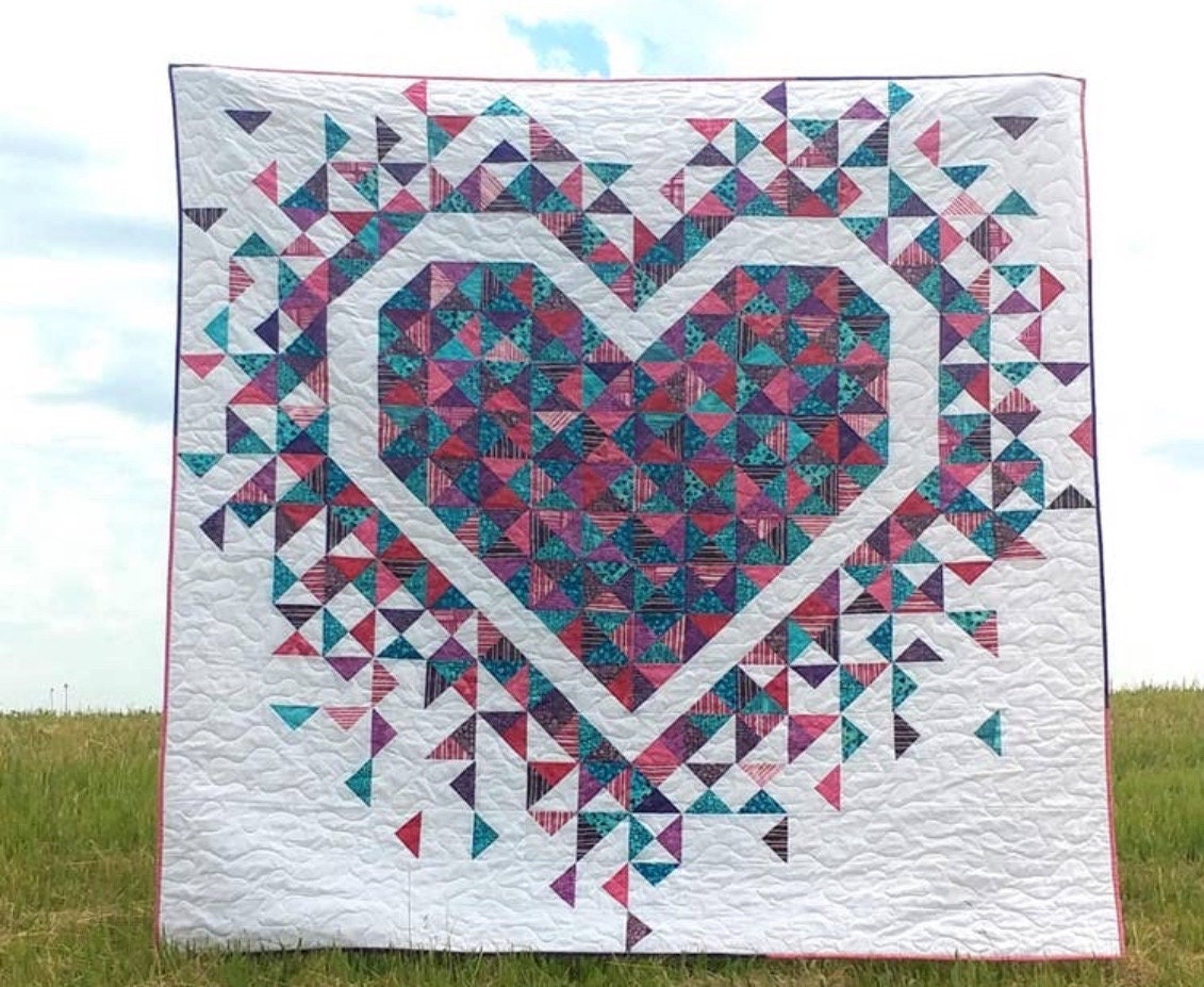 Slice of Pi Exploding Heart Quilt Kit 3 Colors 72x72 - Etsy