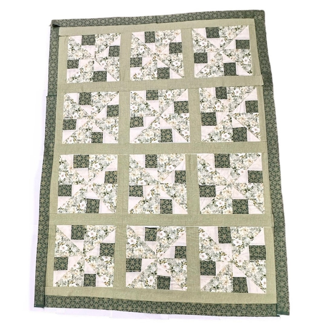 Magnolia Greens Pre Cut Quilt Kit Northcott and Bernartex Splash Fabric ...