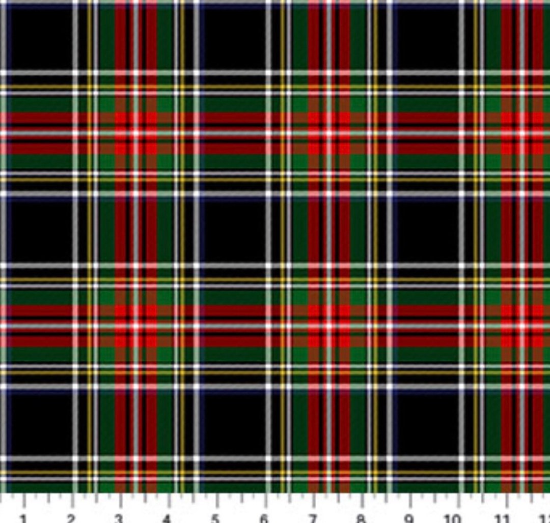Totally Tartan by Northcott Fabrics BTY Black Multi Colored Flannel 3 ...