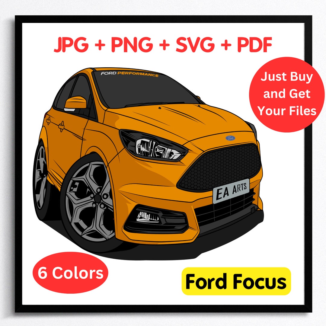 Caricature Car Art Ford Focus MK2 RS 2009 Cartoon Drawing 6 Colors ...