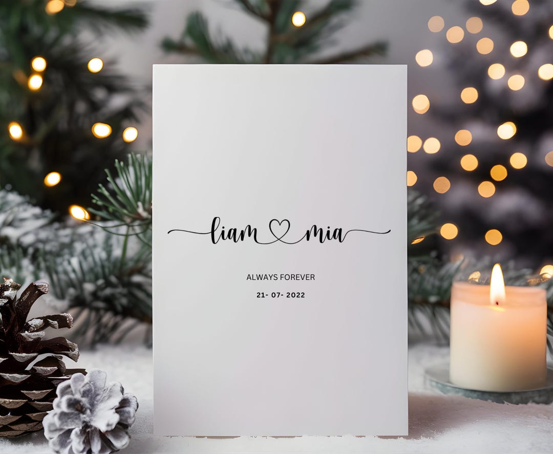 Custom Couple Name and Date Joining Heart Print Personalized Husband ...