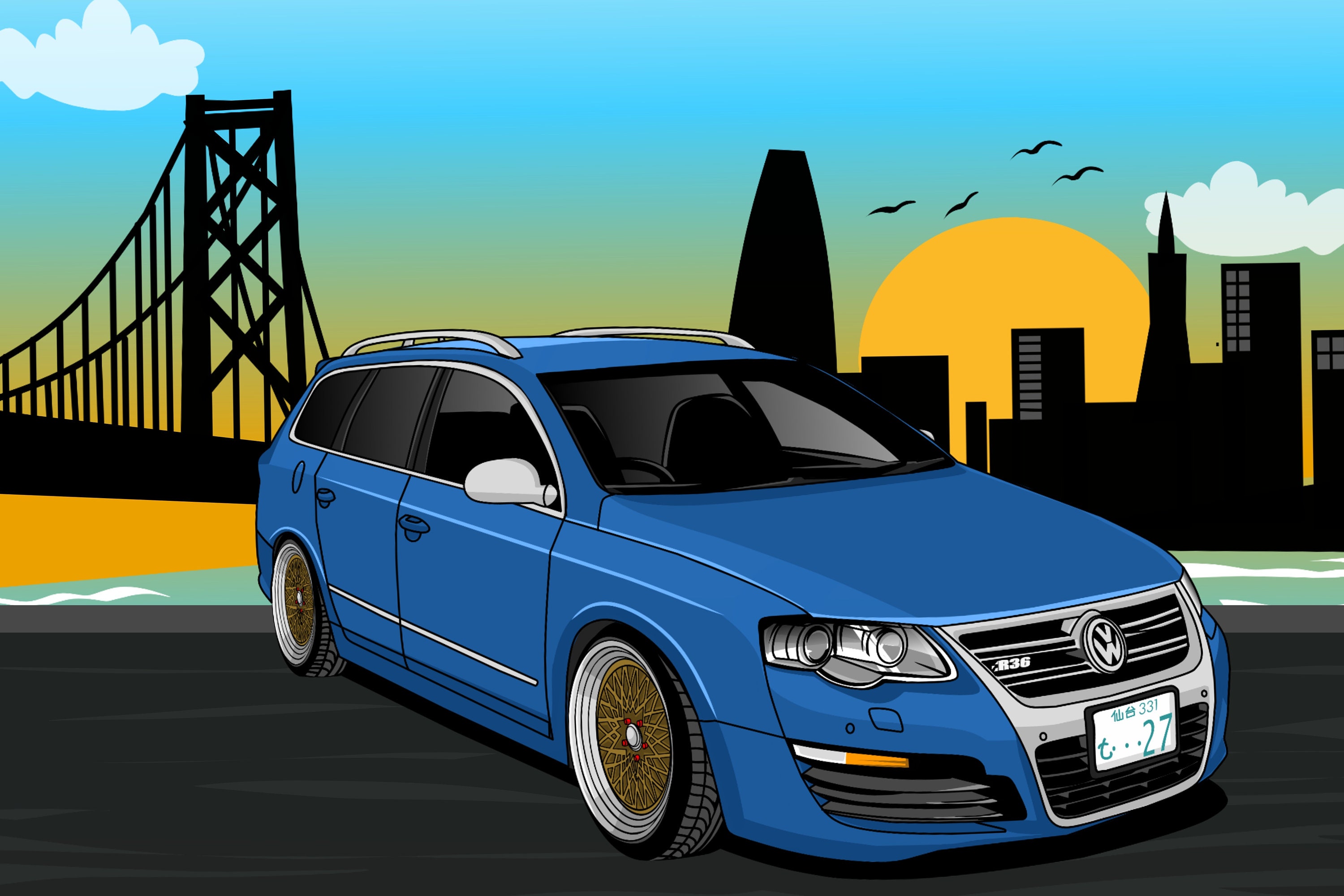 Digital Car Illustration Custom Car Photo Automotive - Etsy