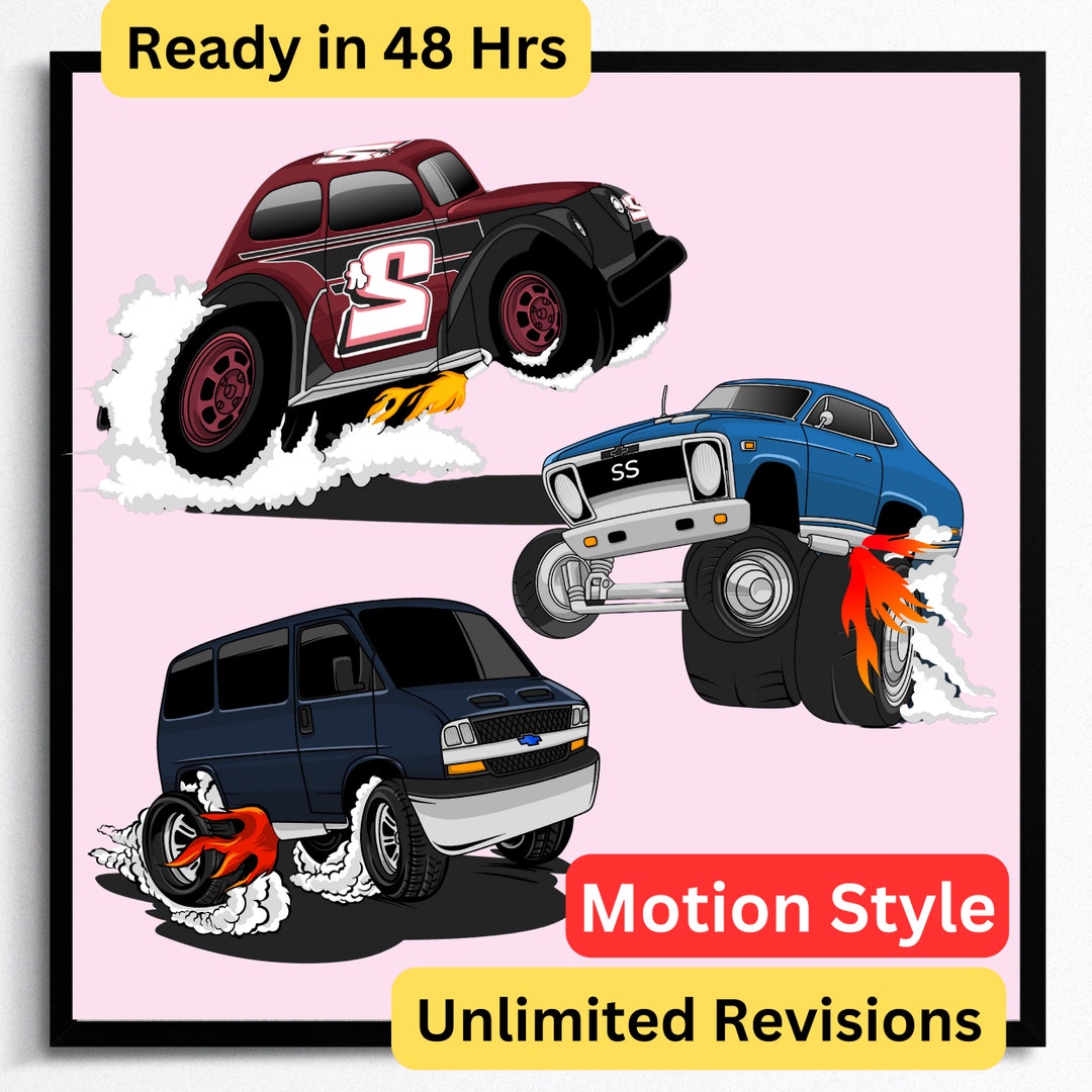 Custom Car Illustrations, Personalized Dynamic Caricatures Cartoons ...